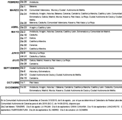 Así será el calendario de días inhábiles de 2016